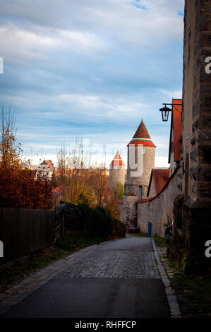 Dinkelsbuhl town Bavaria, Germany streets and roof tops drone aerial ...