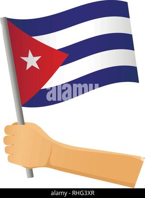 Cuba flag in hand. Patriotic background. National flag of Cuba vector ...