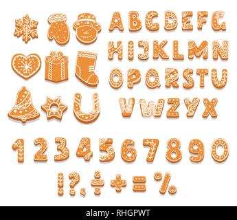 christmas cookies gingerbread set with different icing and sugar ...