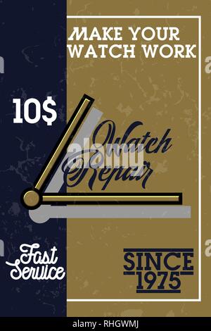 Color vintage watch repair banner. Vector illustration, EPS 10 Stock ...