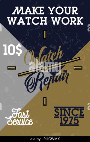 Color vintage watch repair banner. Vector illustration, EPS 10 Stock ...