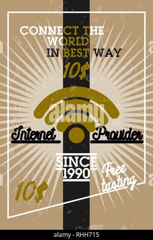 Color vintage internet provider banner. Internet service concept Stock ...