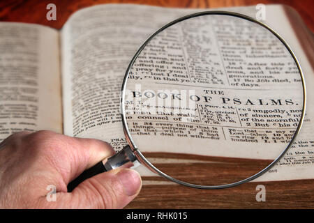 A magnifying glass over a opened book with the word Success enlarged ...