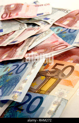 Close up of money euro banknotes, background of money euro isolated ...