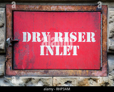 A Dry Riser Inlet sign on a door, UK Stock Photo - Alamy
