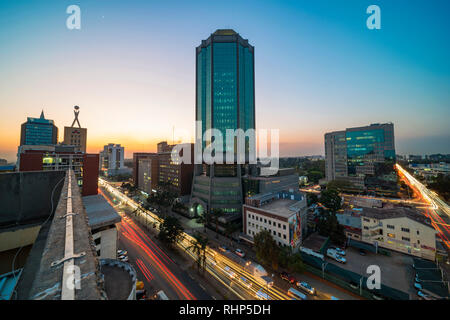 Zimbabwe's Reserve Bank seen in the glow of sunset, Harare Stock Photo ...