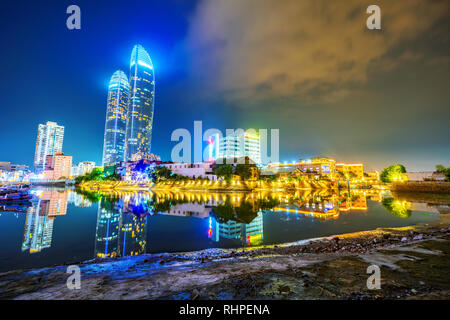 Shapowei, the historic landmark in Xiamen, China, at night Stock Photo ...