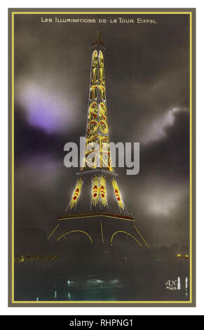 vintage postcard with Eiffel Tower in Paris, France Stock Photo - Alamy