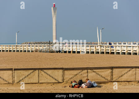 View of the old pier of Ostend, known as Westerstaketsel in Ostend ...