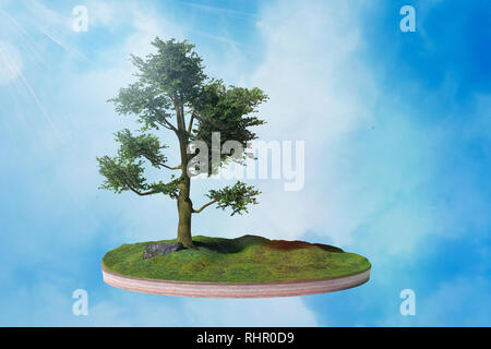 tree on the grass and a slice of soil under it, 3d render Stock Photo ...