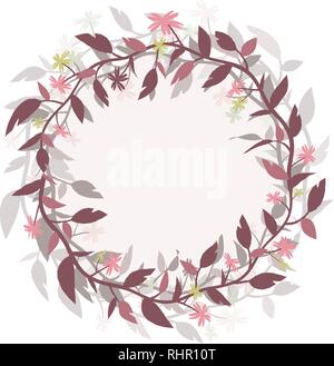 Cute leaf flower frame, isolated on dark blue background, for poster ...