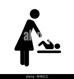 Vector illustration of baby changing icon on white background Stock ...