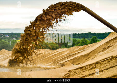 Extraction of construction river sand using a special vessel dredger ...