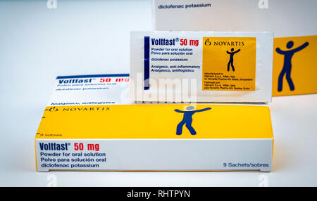 CHONBURI, THAILAND-AUGUST 3, 2018 : Voltfast 50 mg. Diclofenac ...