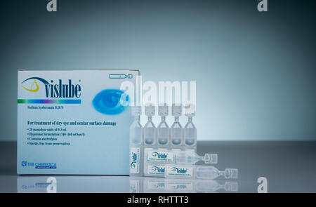 CHONBURI, THAILAND-OCTOBER 17, 2018 : Vislube. Sodium Hyaluronate 0.18% ...