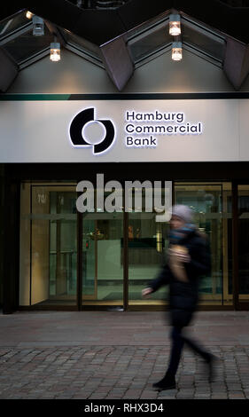 04 February 2019, Hamburg: A passer-by passes by the main entrance of ...