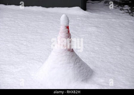 Traffic cone in snow , Safety equipment. Edmund L. Mitchell Collection ...