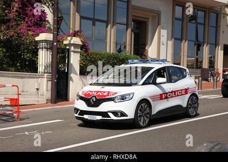 Police car on the streets of Monaco, principality on the French Riviera ...