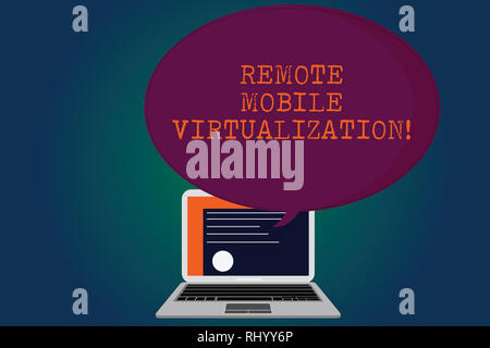 Handwriting text Remote Mobile Virtualization. Concept meaning can ...