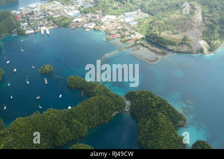 Aerial view of Koror, city in Palau, Micronesia, Oceania. Pacific Ocean ...