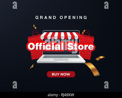 grand opening official store, sale bag, online shop background Stock ...