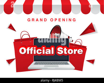 grand opening official store, sale bag, online shop background Stock ...