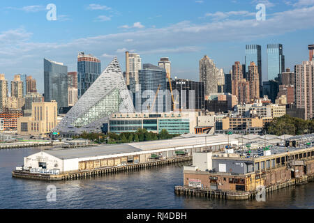 VIA 57 West, pyramid shaped apartment building, with skyline ...