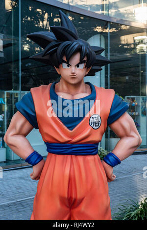 Bandai office and statue of Son Goku in Asakusa, Tokyo. Bandai company ...