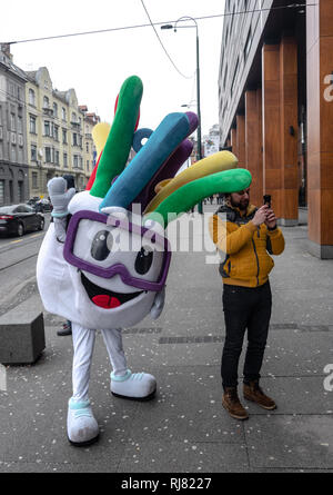 Sarajevo, Bosnia And Herzegovina. 5th February, 2019. Groodvy mascot of ...