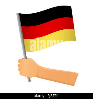 Germany flag in hand. Patriotic background. National flag of Germany ...