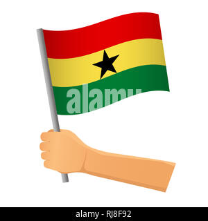 Ghana flag in hand. Patriotic background. National flag of Ghana ...
