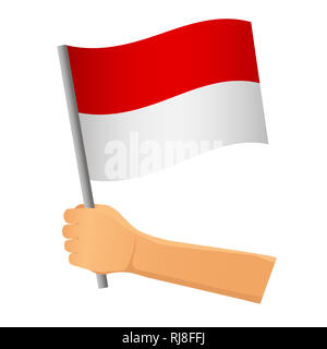 Monaco flag in hand. Patriotic background. National flag of Monaco ...
