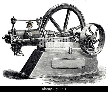 Engraving depicting a horizontal OTTO gas engine manufactured by ...