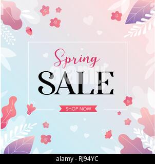 Spring Sale Blossom Flowers Background Natural Template Vector ...