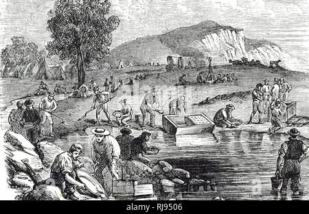 Australia. 19th century. Gold Rush. Prospectors looking for gold ...