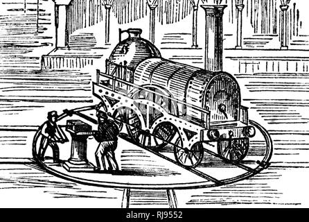 Engraving depicting an engine turntable. Dated 19th century Stock Photo ...