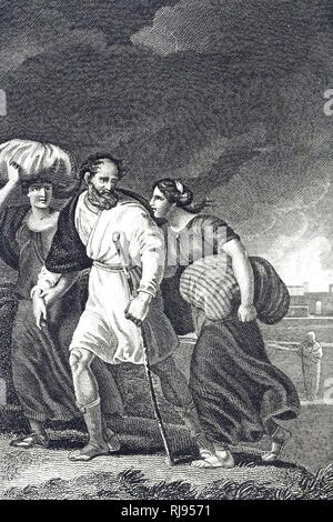 A 19th century illustration of 'Lot's wife' basalt rock formation on ...