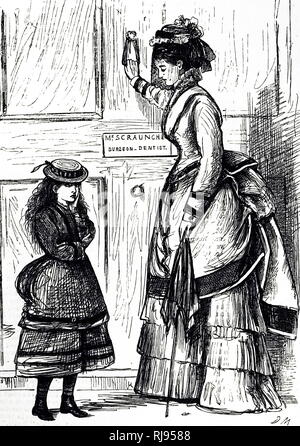 A cartoon depicting a young girl suffering from a toothache. Dated 19th ...