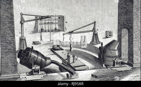 Engraving depicting the Bessemer process for the mass production of ...