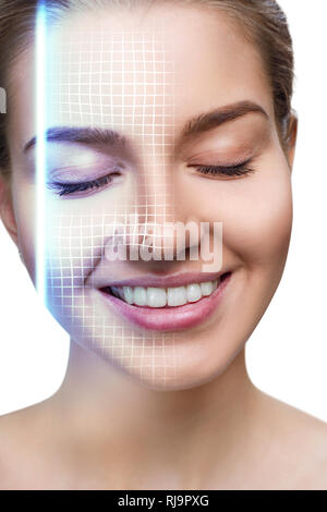 Futuristic Technological Face Scanning. Biometric Facial Recognition ...