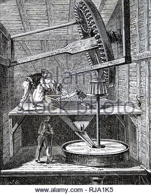 A windmill used for grinding grain into flour at the Mennonite Stock ...