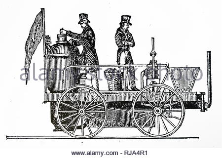 First steam-powered fire engine by Paul-R. Hodge, New York, 1840 Stock ...
