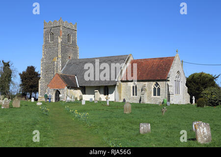 unusual thatched church at iken on the suffolk coast Stock Photo - Alamy