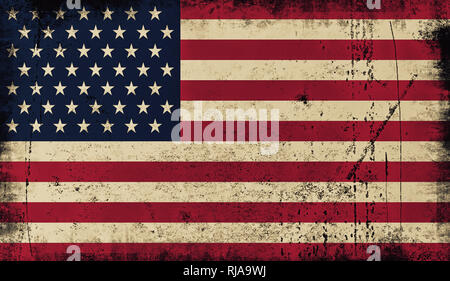 Vintage old flag of America. Art texture painted Usa national flag ...
