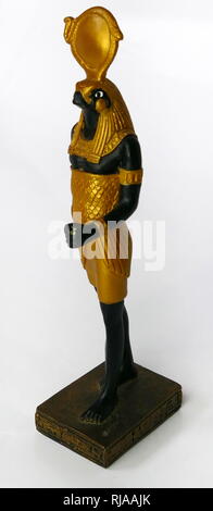 Modern replica statuette of Ra, Ancient Egyptian, sun god. By the Fifth ...