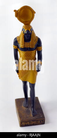 Modern replica statuette of Ra, Ancient Egyptian, sun god. By the Fifth ...