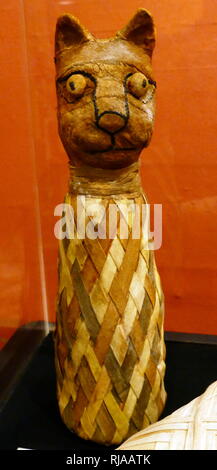 Reconstruction of a mummified cat from Bubastis, Egypt. Used in tombs ...