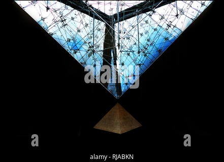 Inverted Louvre Glass Pyramid in Louvre Shopping Mall, Paris, France ...