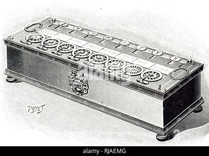 Engraving depicting an adding machine designed by Blaise Pascal. Blaise ...