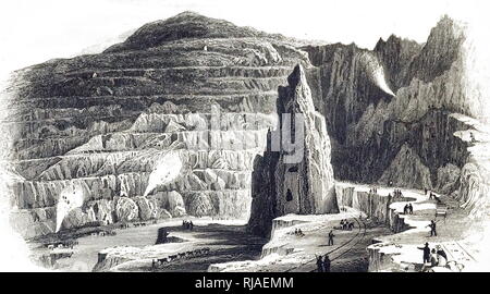 An engraving depicting a slate quarry in North Wales. Dated 19th ...